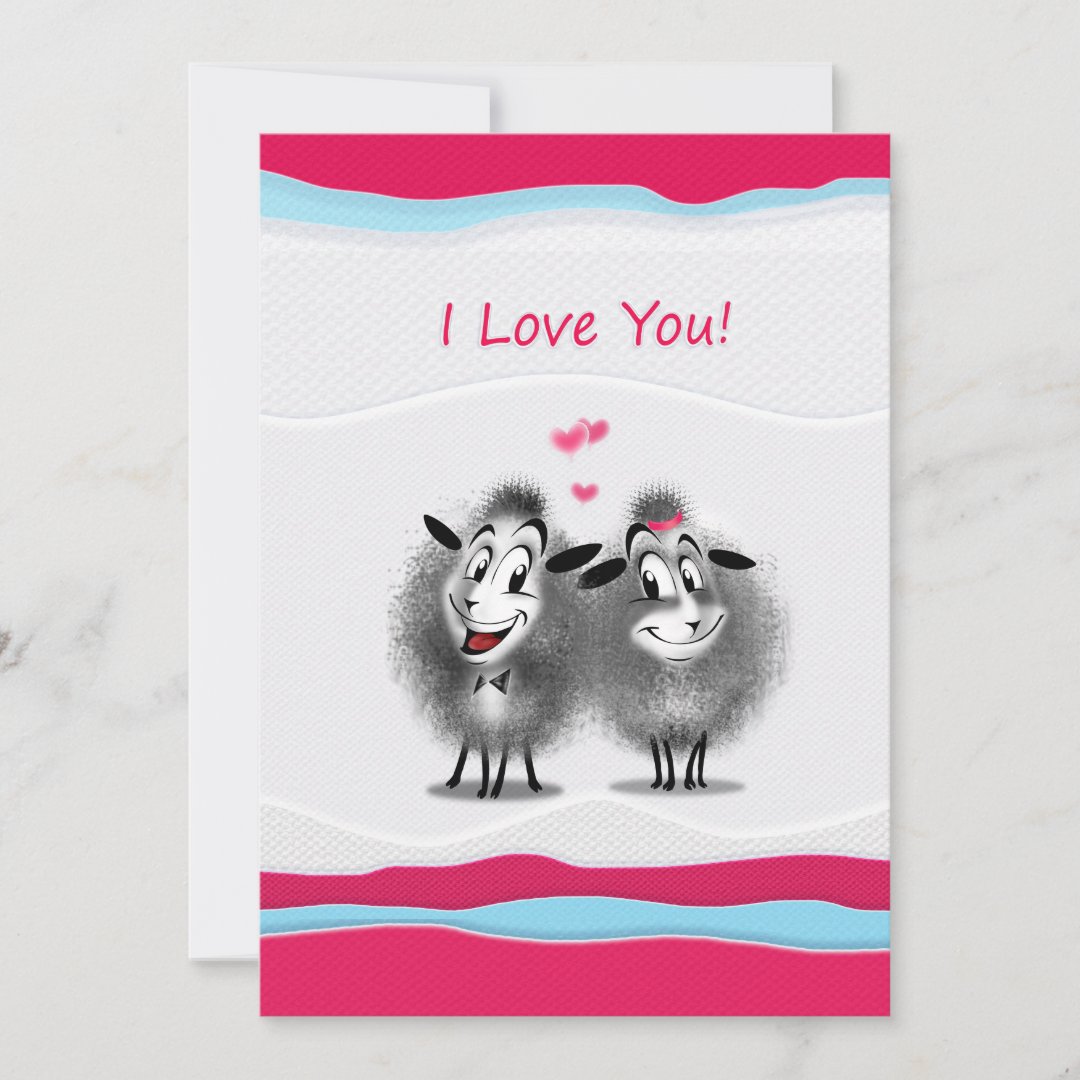 Happy Valentine's Day! I Love You! Cute Sheeps Holiday Card | Zazzle
