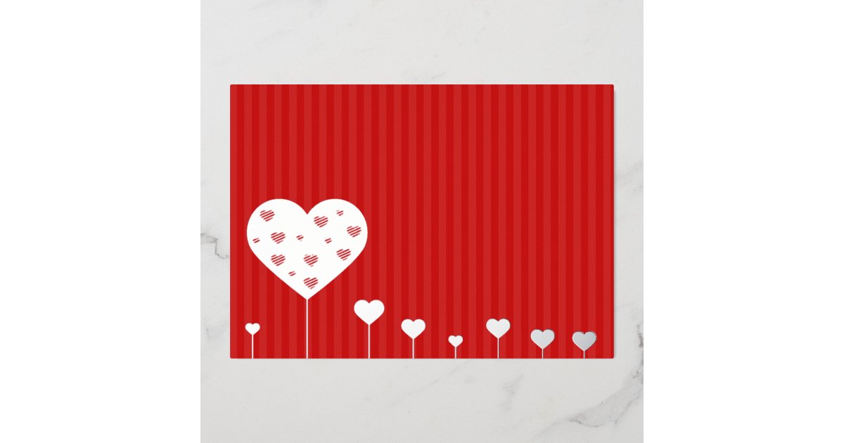 Happy Valentine's Day Lovely Red White Hearts Foil Holiday Card | Zazzle