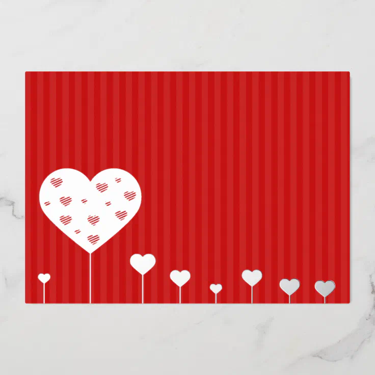 Happy Valentine's Day Lovely Red White Hearts Foil Holiday Card | Zazzle