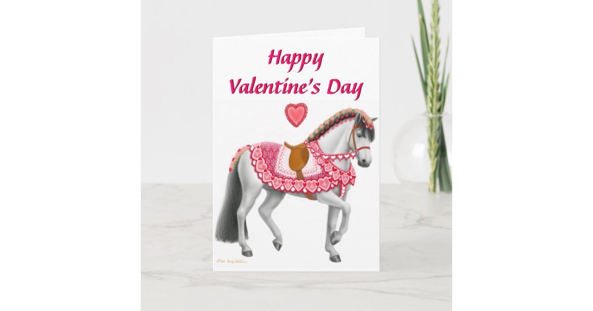Happy Valentines Day Parade Horse Card | Zazzle