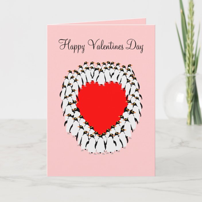 Happy Valentines day Penguin heart Holiday Card | Zazzle.com