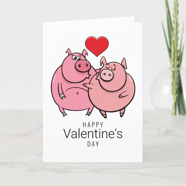 Happy Valentine's Day | Pig Couple Thank You Card | Zazzle
