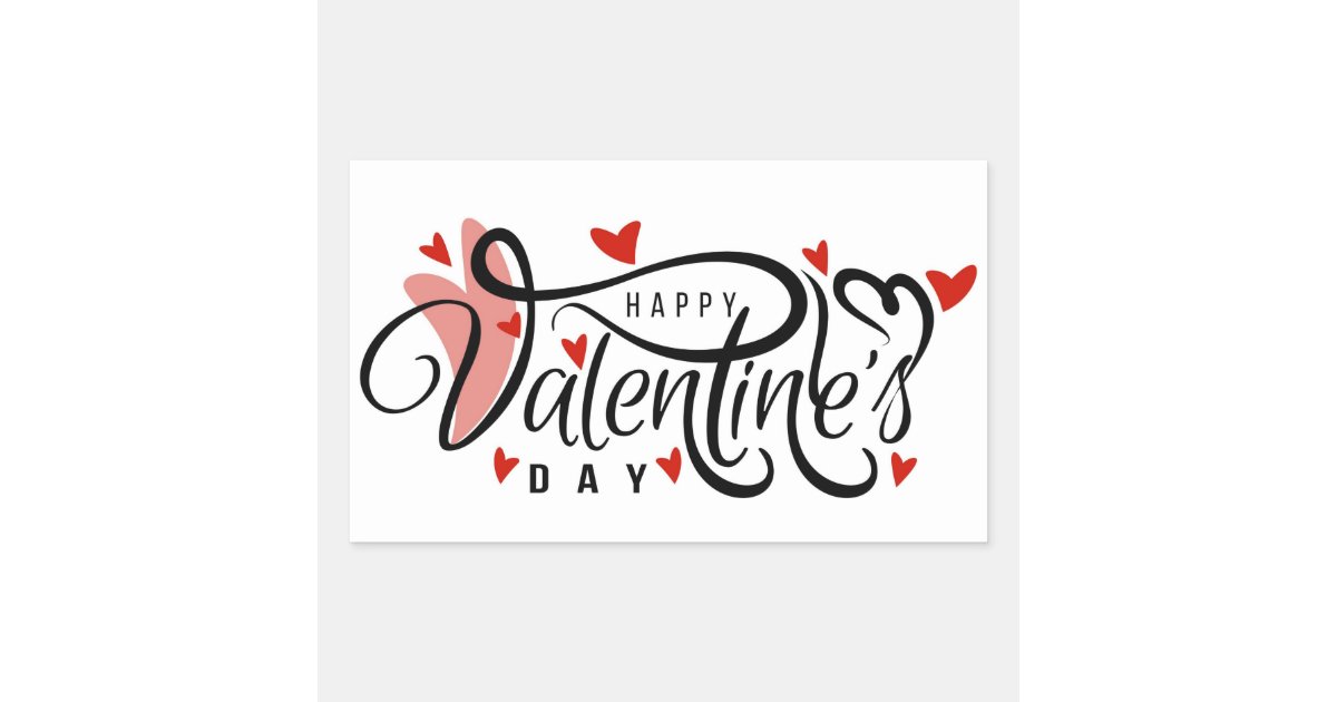 Happy Valentine's Day Rectangular Sticker | Zazzle
