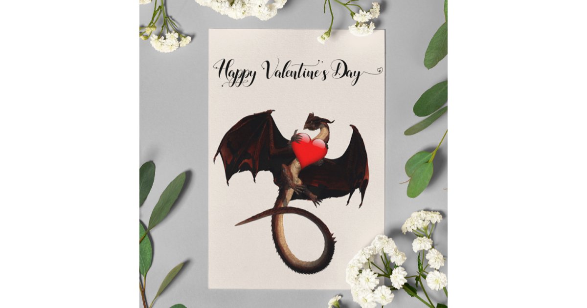 Happy Valentine's day Red Dragon Heart Card | Zazzle
