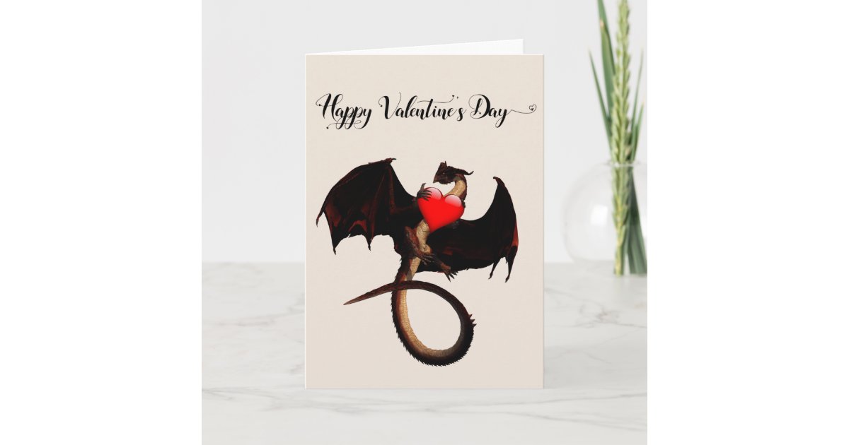 Happy Valentine's day Red Dragon Heart Card | Zazzle