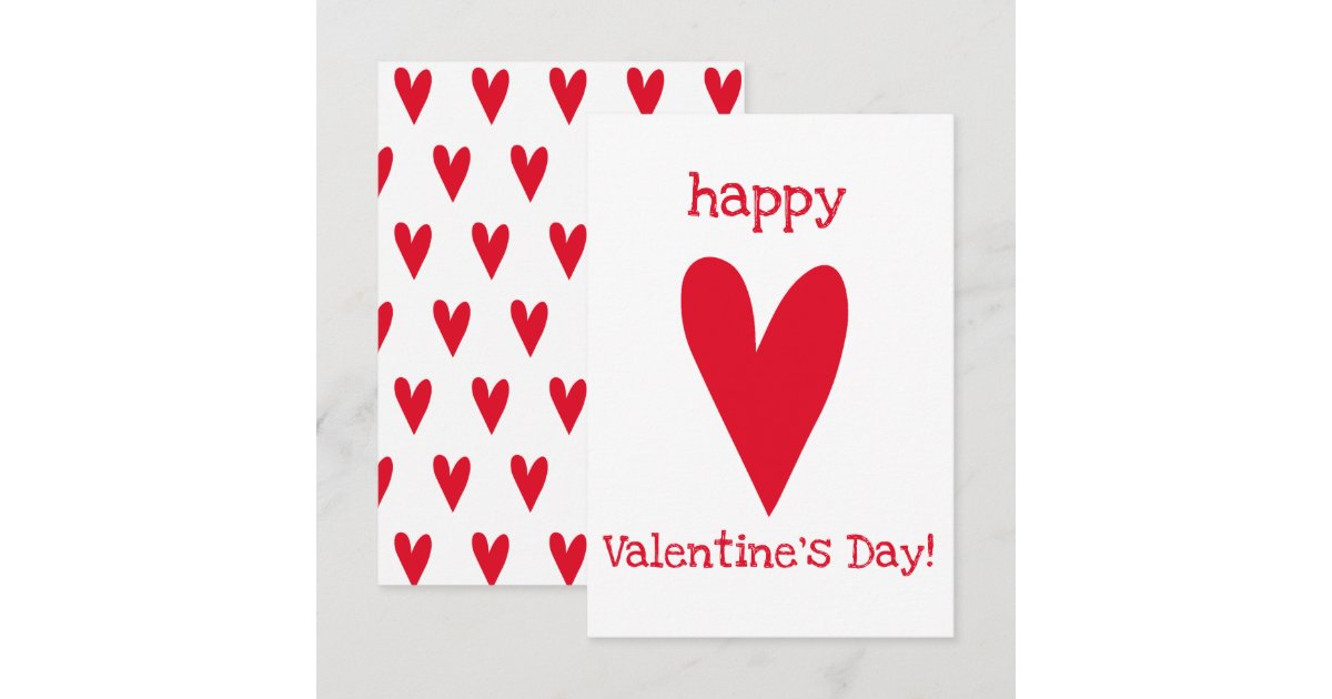 Happy Valentine's Day! Red Heart Card | Zazzle