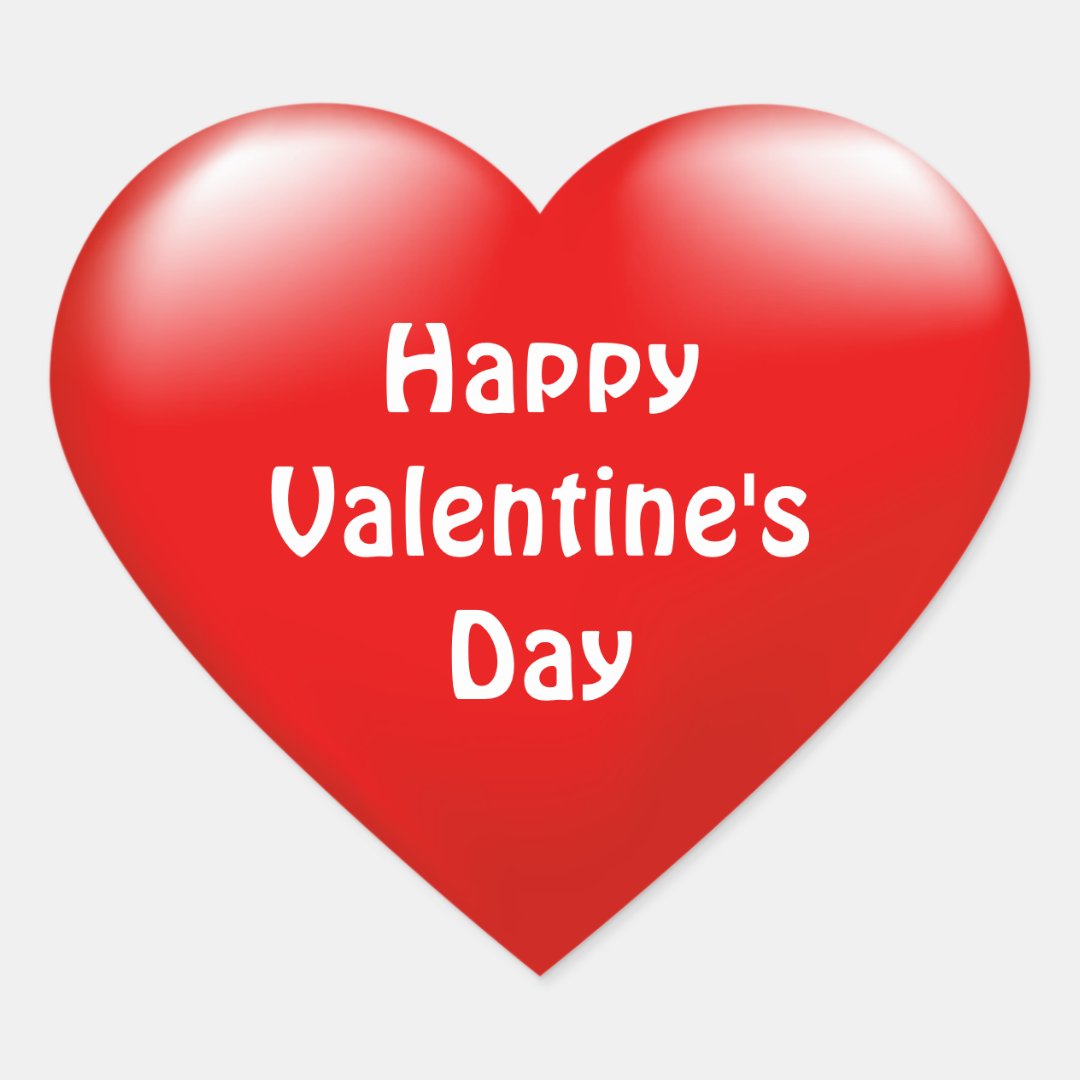 Happy Valentine's Day Red Heart Love Sticker | Zazzle