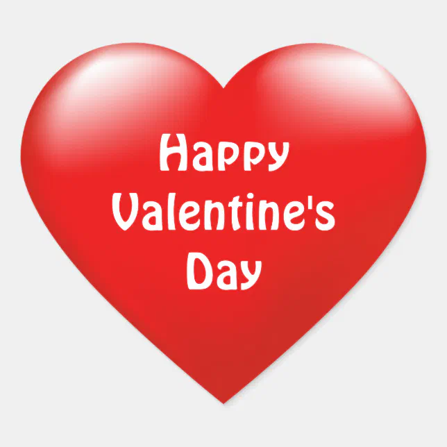 Happy Valentine's Day Red Heart Love Sticker | Zazzle