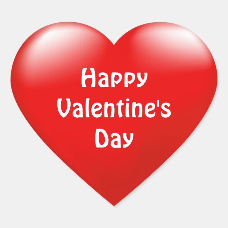 Happy Valentine's Day Red Heart Love Sticker | Zazzle