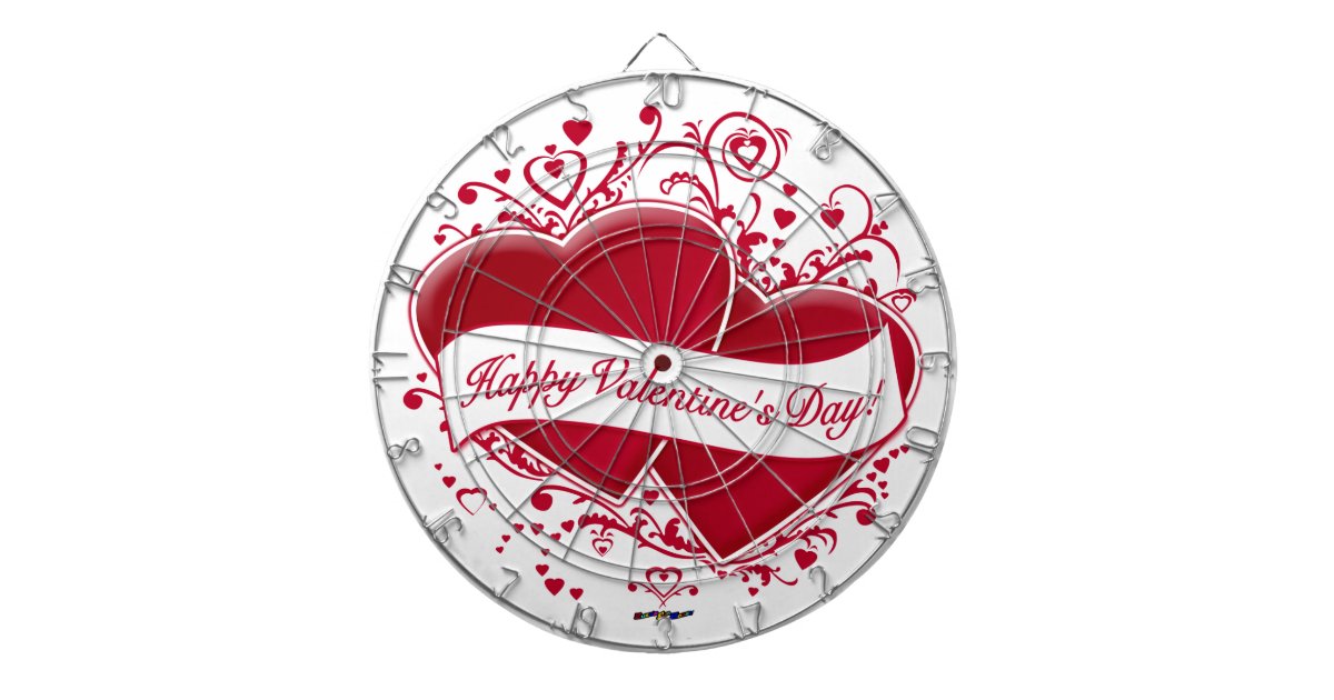 Happy Valentine's Day! Red Hearts Dart Board | Zazzle