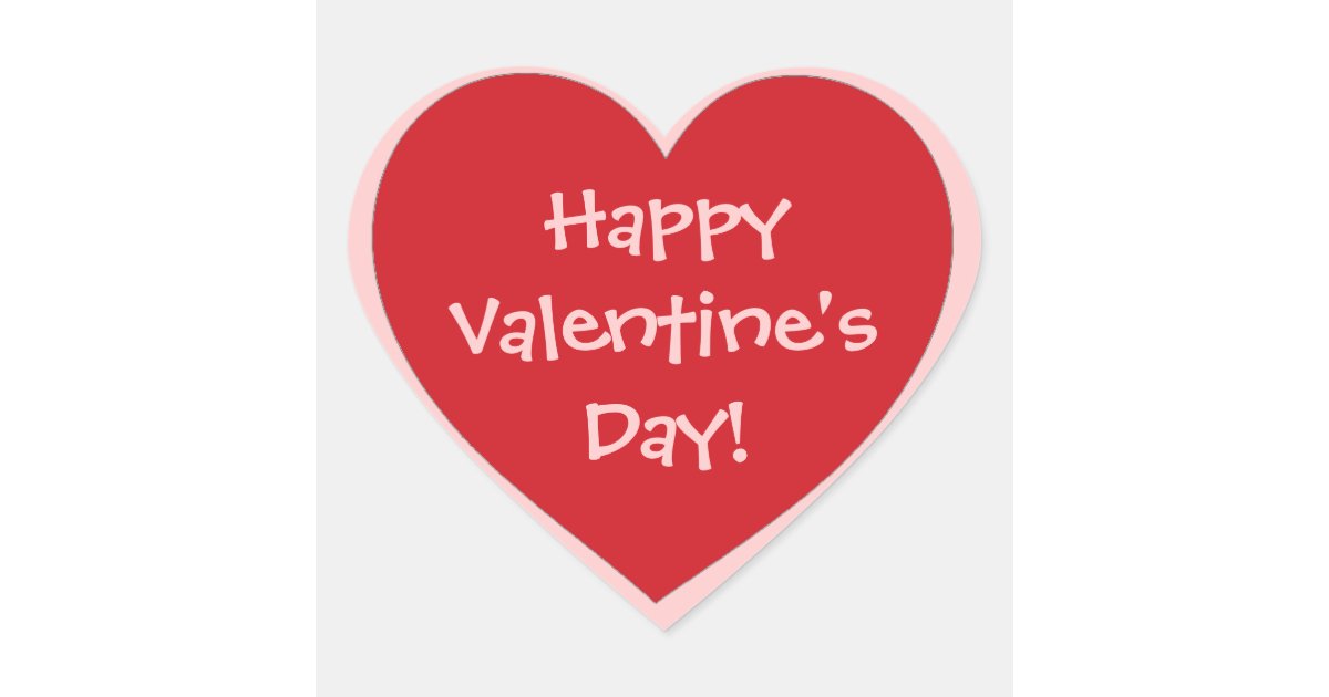 Happy Valentine's Day red pink heart stickers | Zazzle