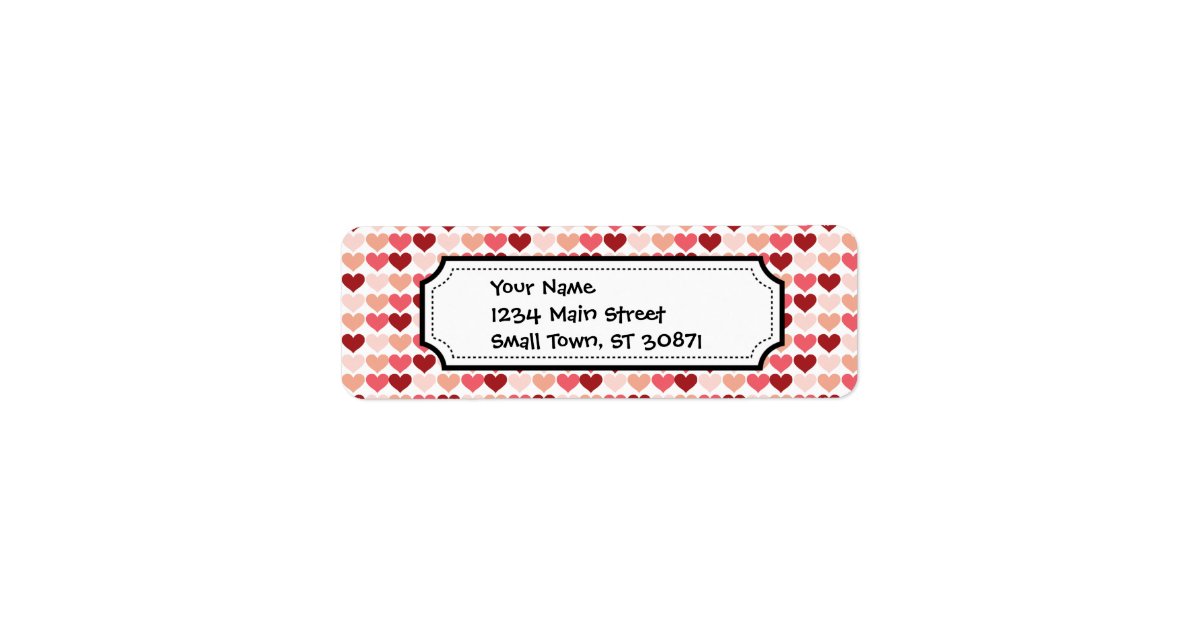 Happy Valentine's Day Red Pink Hearts Pattern Label | Zazzle