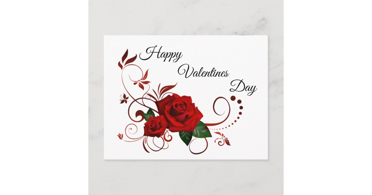 Happy Valentines Day Red Roses Postcard | Zazzle