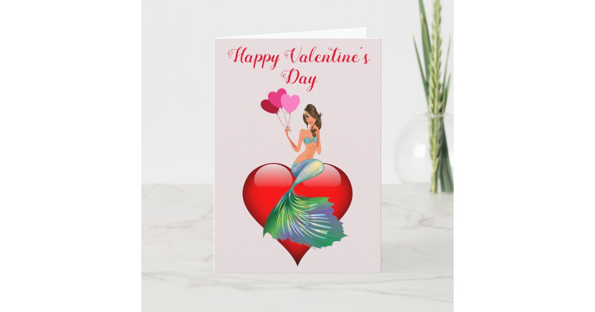 Happy Valentine's Day Romantic Mermaid Card | Zazzle.com
