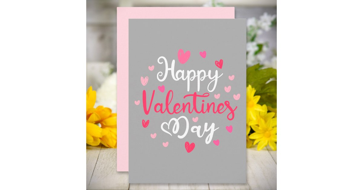Happy Valentine's Day Script Text Hearts Holiday Card | Zazzle