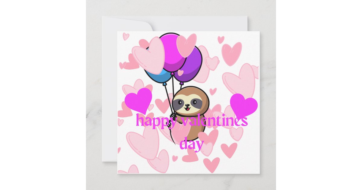 happy valentines day sloth card | Zazzle