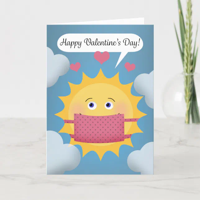 Happy Valentine's Day Sunshine in Covid Face Mask Holiday Card | Zazzle