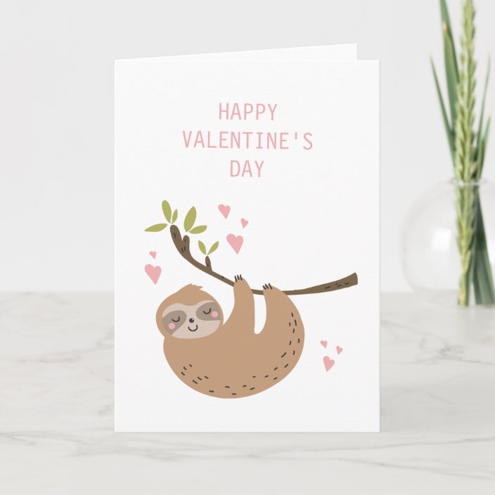 HAPPY VALENTINE'S DAY | Sweet Heart Sloth Holiday Card | Zazzle.com