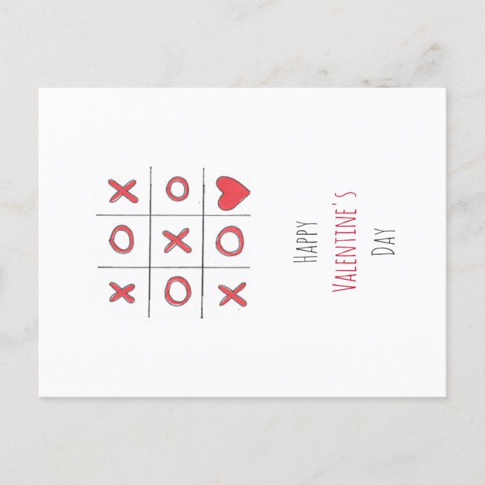 Happy Valentine's Day Tic-Tac-Toe Postcard | Zazzle.com