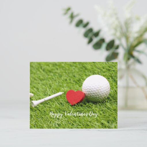 Happy Valentine's Day to golfer with love and golf Postcard | Zazzle