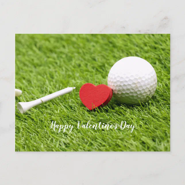 Happy Valentine's Day to golfer with love and golf Postcard | Zazzle