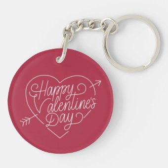 Happy Valentine's Day Typography | Keychain | Zazzle