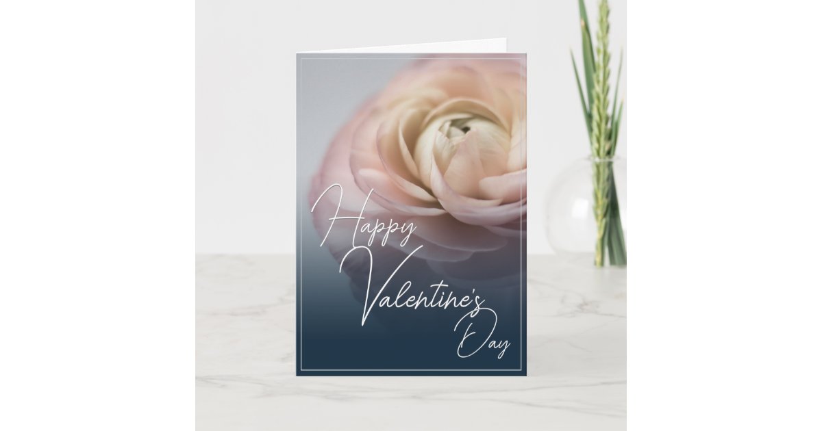 Happy Valentine's Day with big pink rose Card | Zazzle