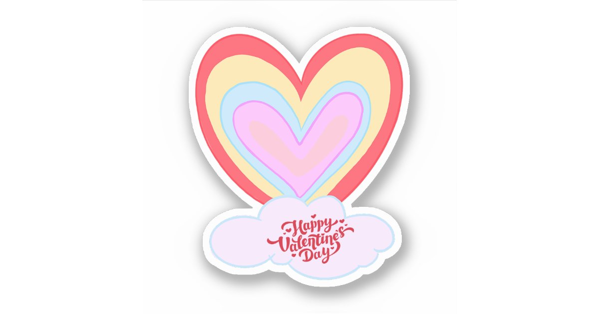 Happy Valentine's day with cute pink heart Sticker | Zazzle