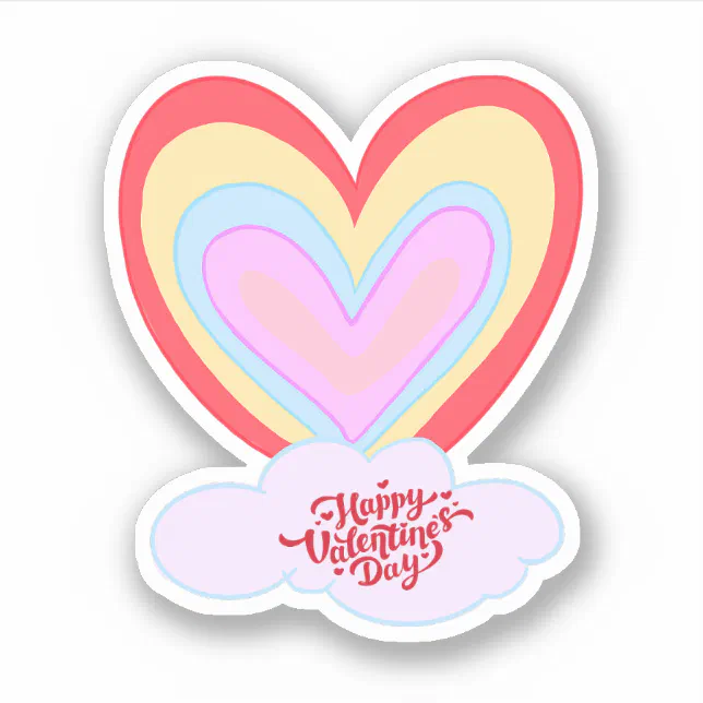 Happy Valentine's day with cute pink heart Sticker | Zazzle