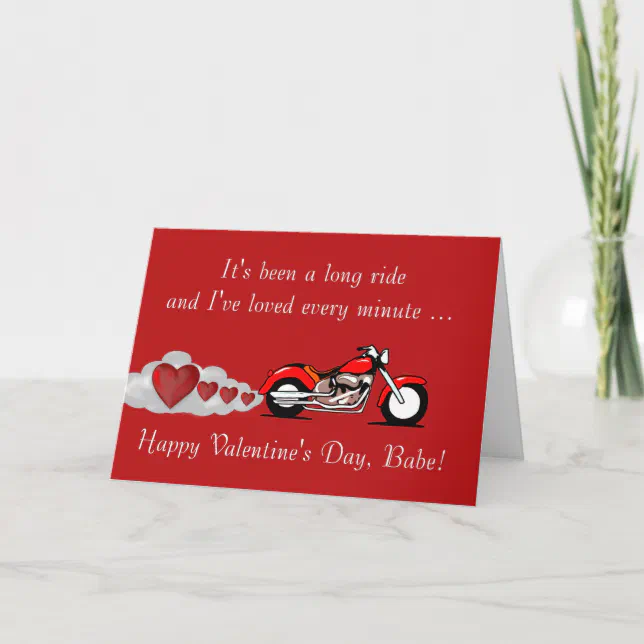 Happy Valentine's Day with motorbike for biker Holiday Card | Zazzle