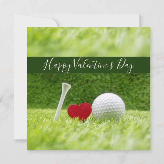 Happy Valentine's golfer with love and golf ball Holiday Card | Zazzle.com