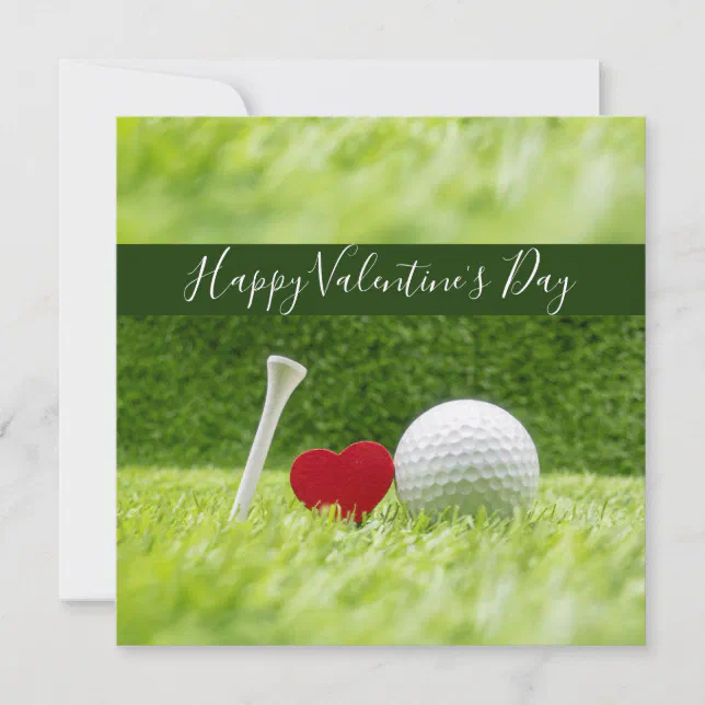 Happy Valentine's golfer with love and golf ball Holiday Card | Zazzle