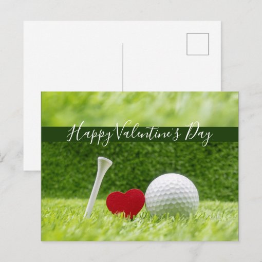 Happy Valentine's golfer with love and golf ball Postcard | Zazzle