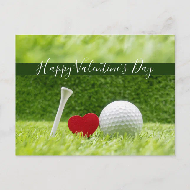 Happy Valentine's golfer with love and golf ball Postcard | Zazzle