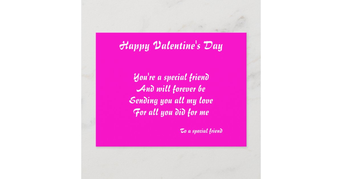 Happy valentine's to a special friend postcards | Zazzle