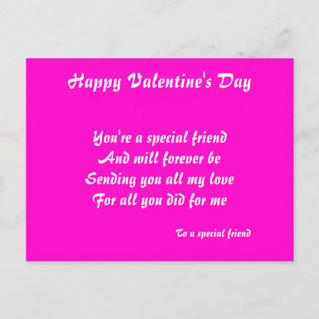 Happy valentine's to a special friend postcards | Zazzle