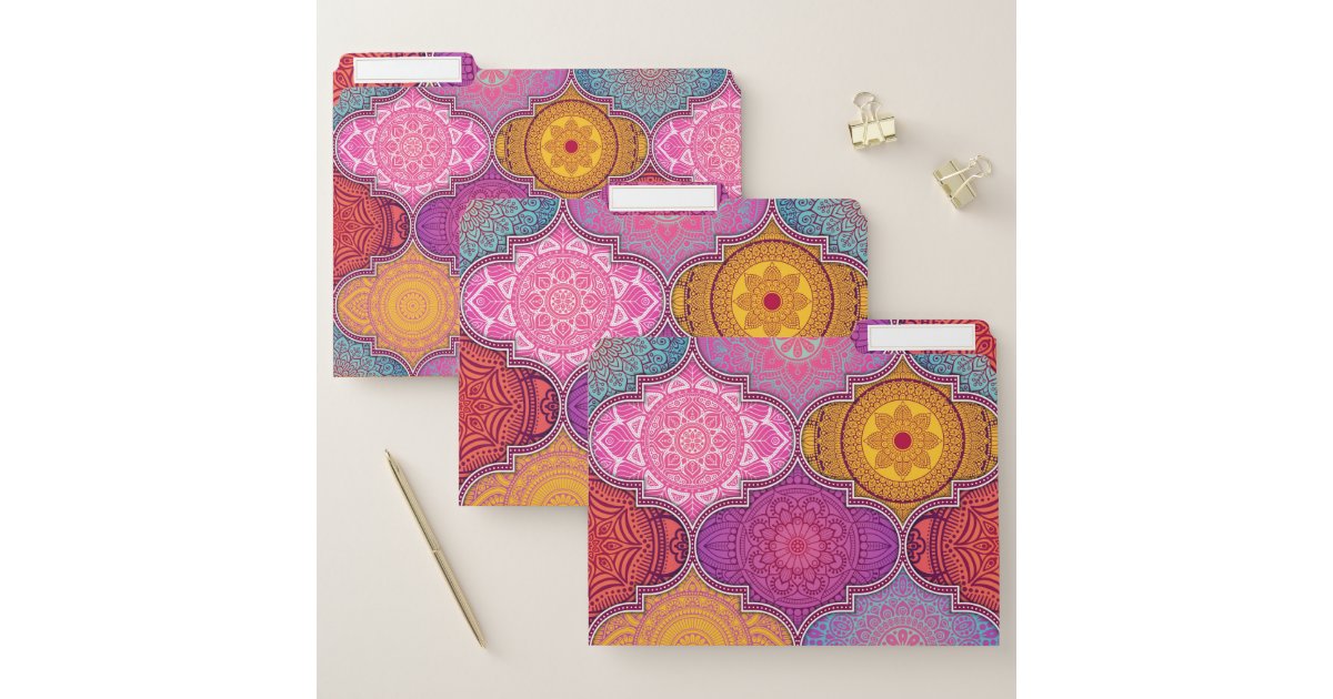 Happy Vibrant Tribal Bohemian File Folders | Zazzle