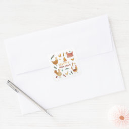 Happy Weekend Funny Hen Pun Cute Chickens Square S Square Sticker | Zazzle