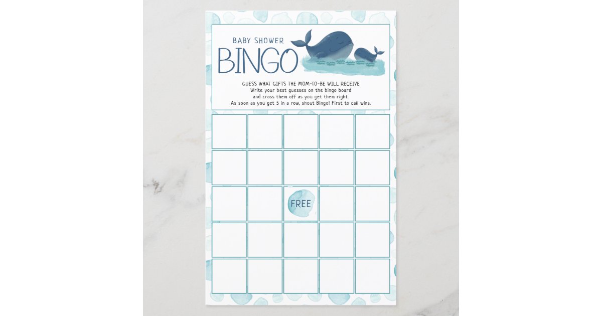 Happy Whales Baby Shower Bingo Game | Zazzle