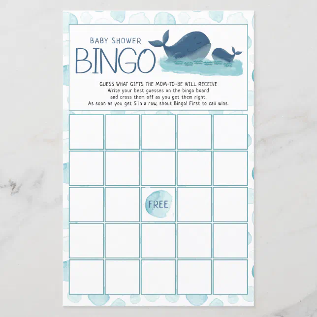 Happy Whales Baby Shower Bingo Game | Zazzle