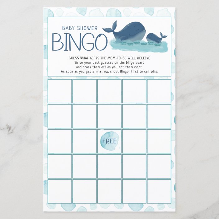 Happy Whales Baby Shower Bingo Game | Zazzle.com