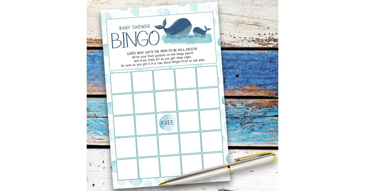 Happy Whales Baby Shower Bingo Game | Zazzle