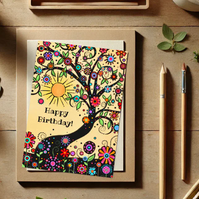 Happy Whimsical Colorful Fun Birthday Card | Zazzle