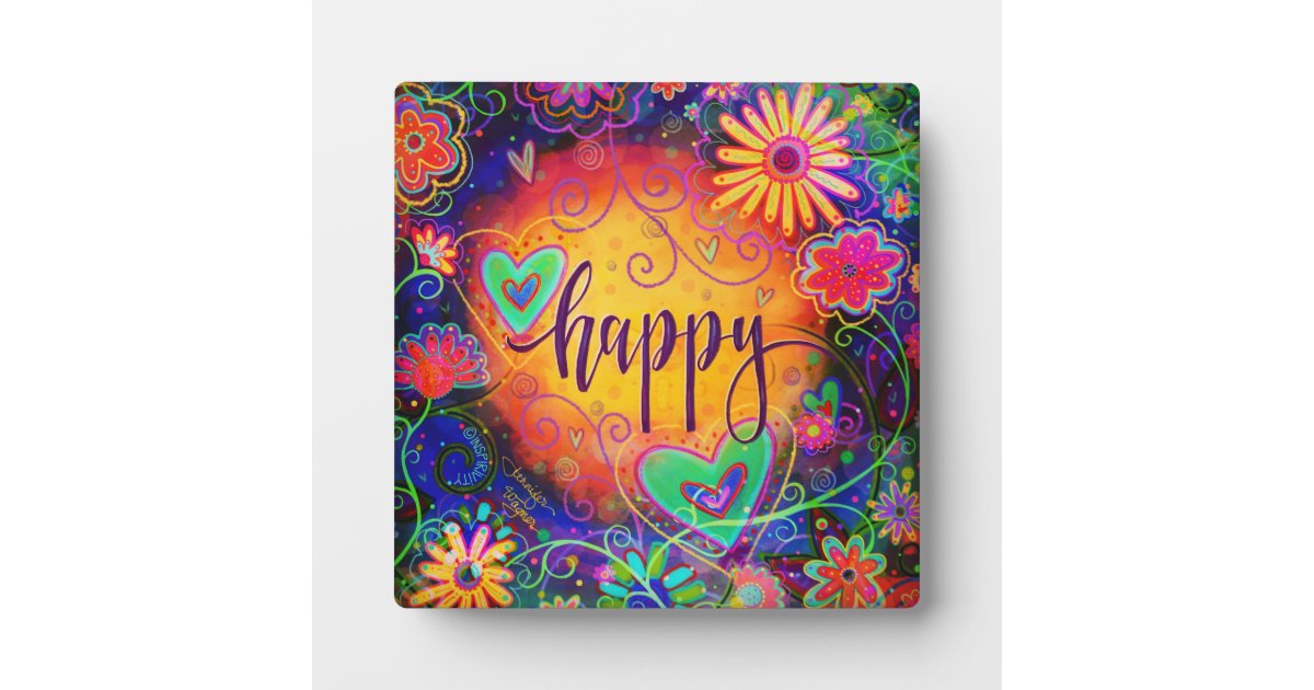 Happy Whimsical Floral Cheerful Inspirivity Plaque | Zazzle