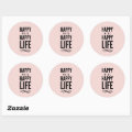 Happy Wife Funny Marriage Quote Pink Classic Round Sticker | Zazzle