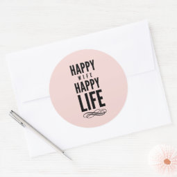 Happy Wife Funny Marriage Quote Pink Classic Round Sticker | Zazzle