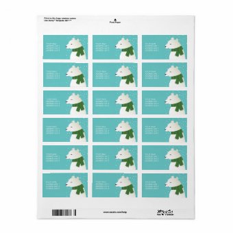 Happy Winter Polar Bear Label | Zazzle