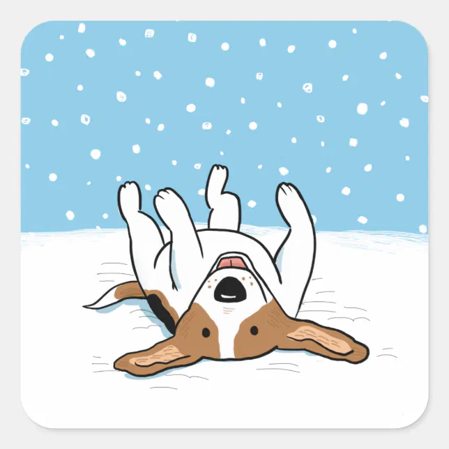 Happy Winter Snow Beagle - Cute Cartoon Dog Square Sticker | Zazzle
