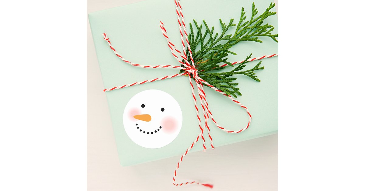 Happy Winter Snowman Face Classic Round Sticker | Zazzle