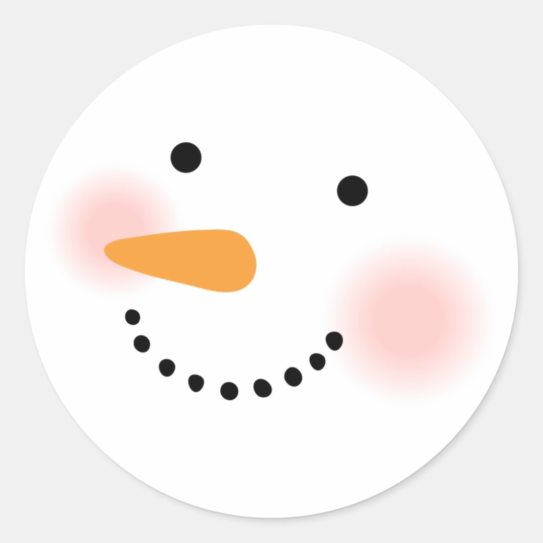Happy Winter Snowman Face Classic Round Sticker | Zazzle